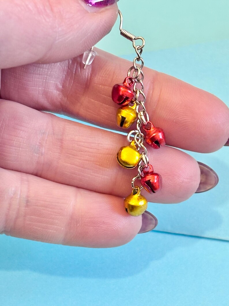 Jingle Bells Dangle Earrings: Red & Gold Christmas Earrings - Etsy