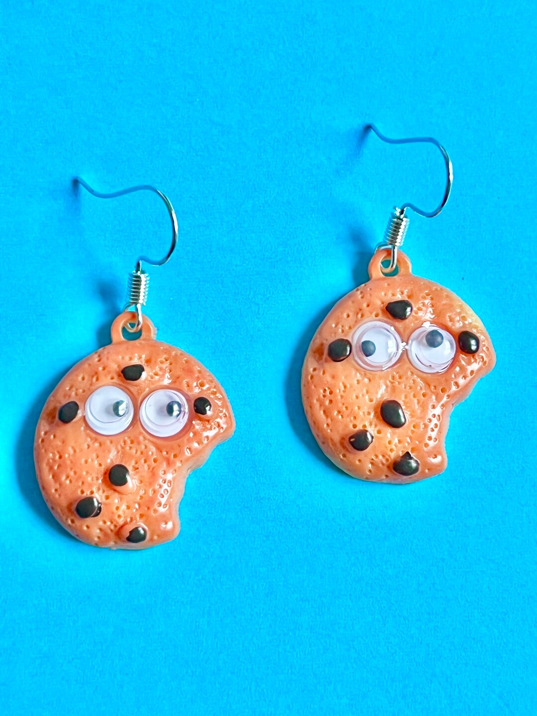 Cookie Biscuit Bite With Googly Eyes Dangle Earrings, Funky, Fun, and ...