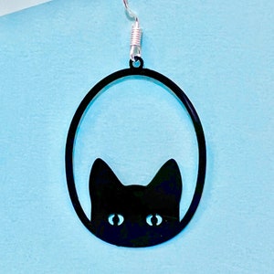 Cat Peek-a-boo Dangler Dangle Earrings, Quirky, Funky and Fun Animal ...