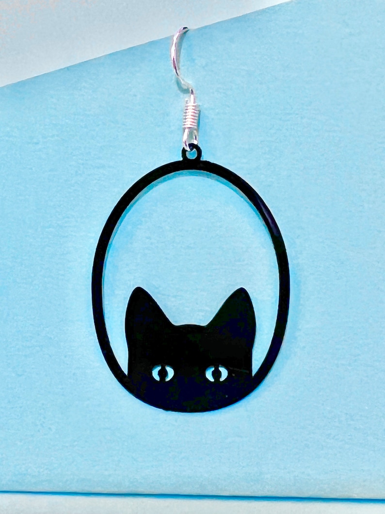 Cat Peek-a-boo Dangler Dangle Earrings, Quirky, Funky and Fun Animal ...