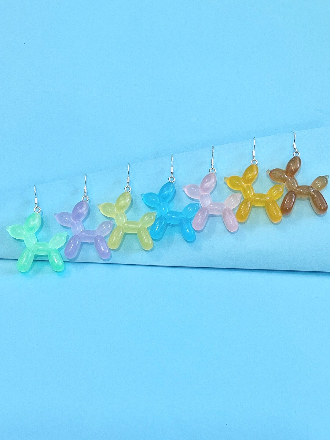 3D Resin Balloon Dog Dangler Earrings - Etsy