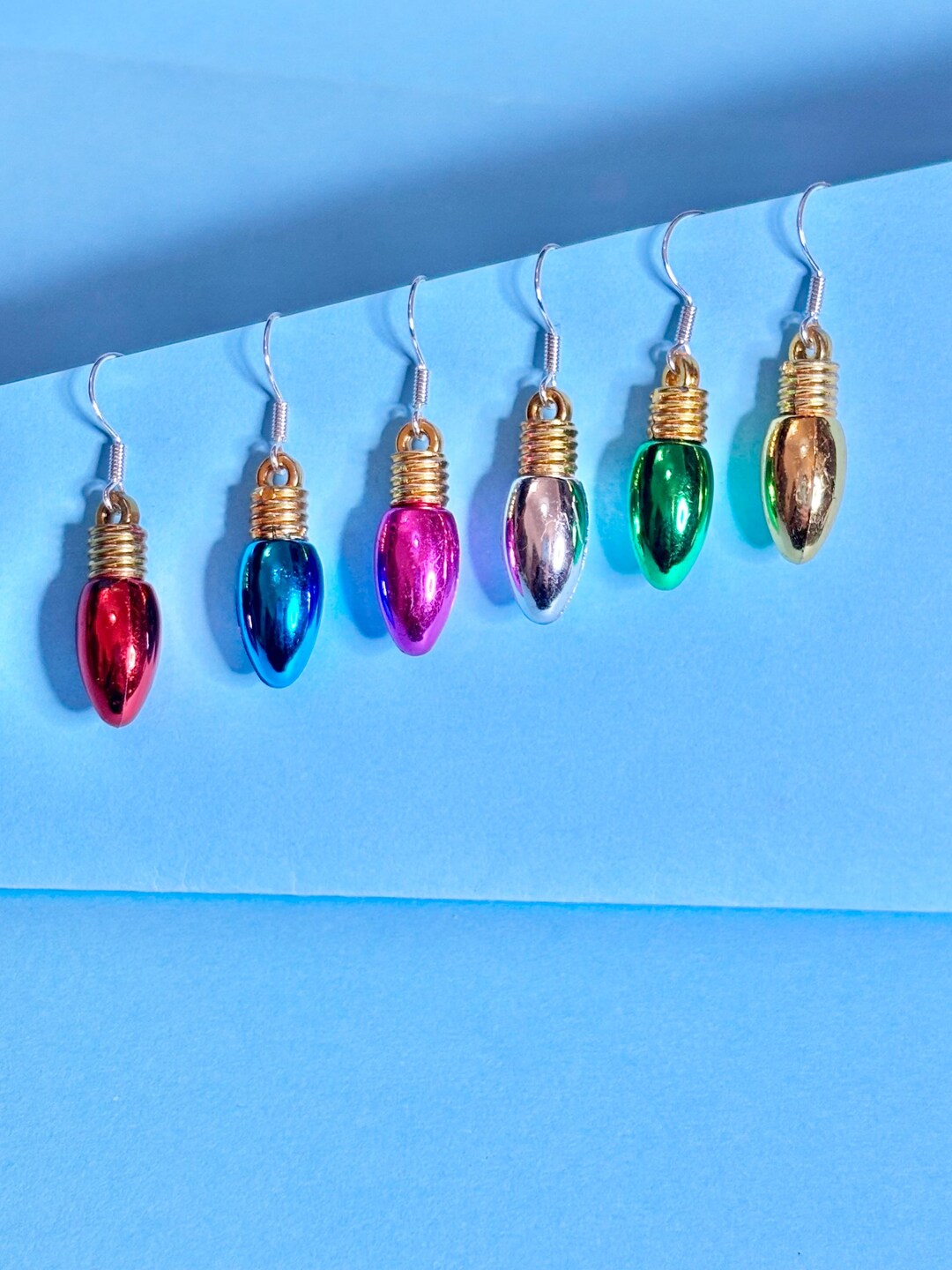 Christmas Light Bulb Dangle Earrings, Fun Funky, Dangle, Dangler Retro ...