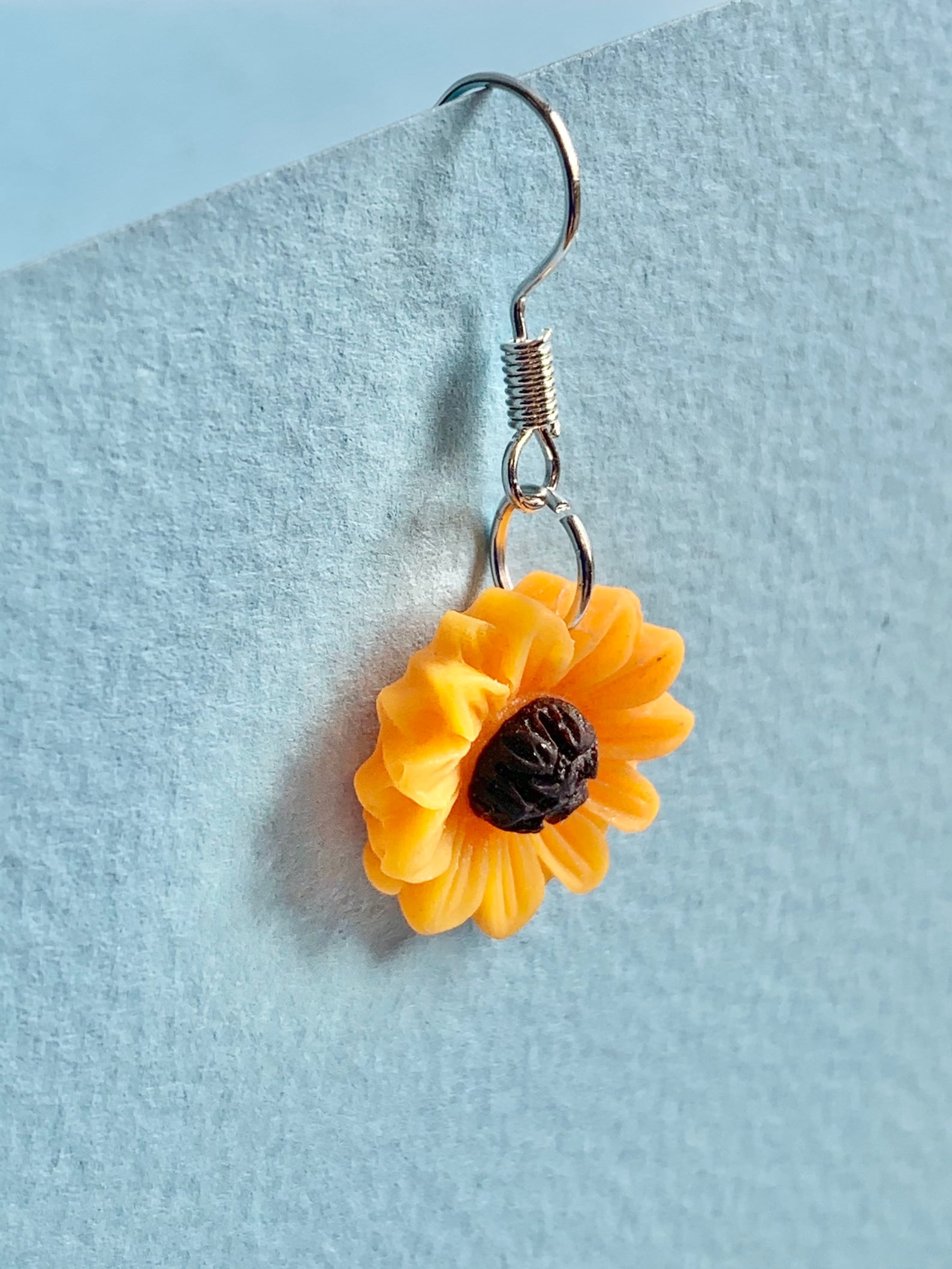 Sunflower Mini Sun Flower Dangler Earrings Yellow/orange - Etsy