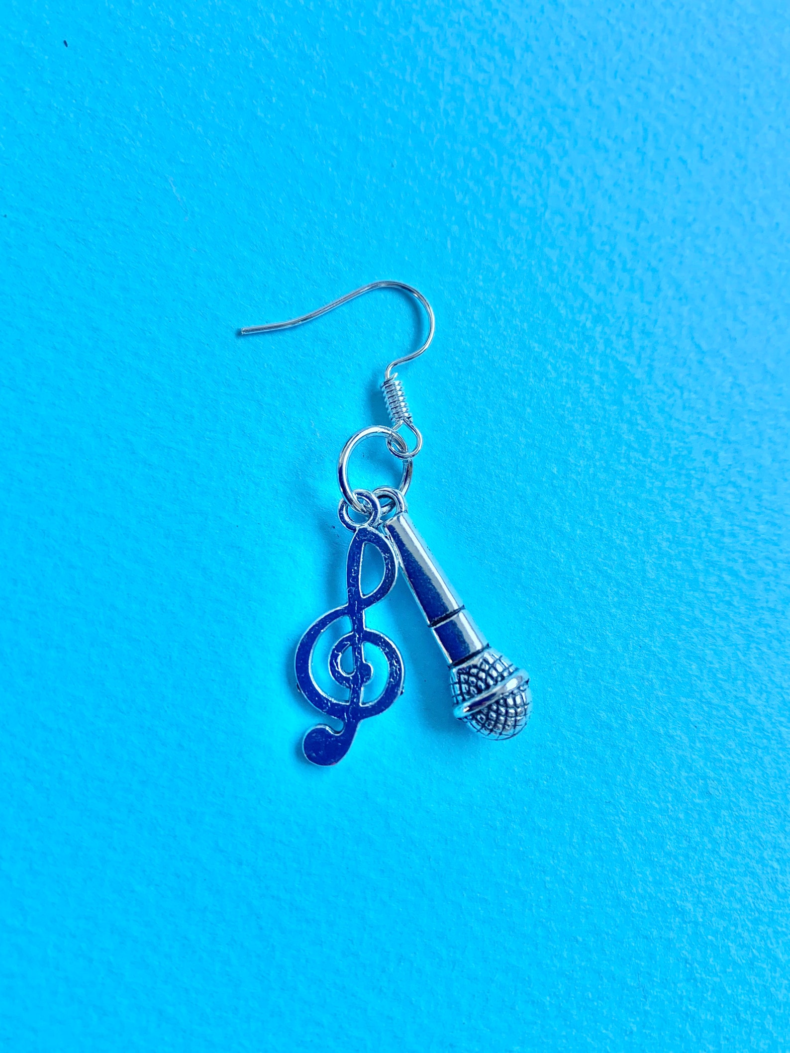 LP Record, Microphone and Treble Clef Sign Dangle Earrings, RETRO ...