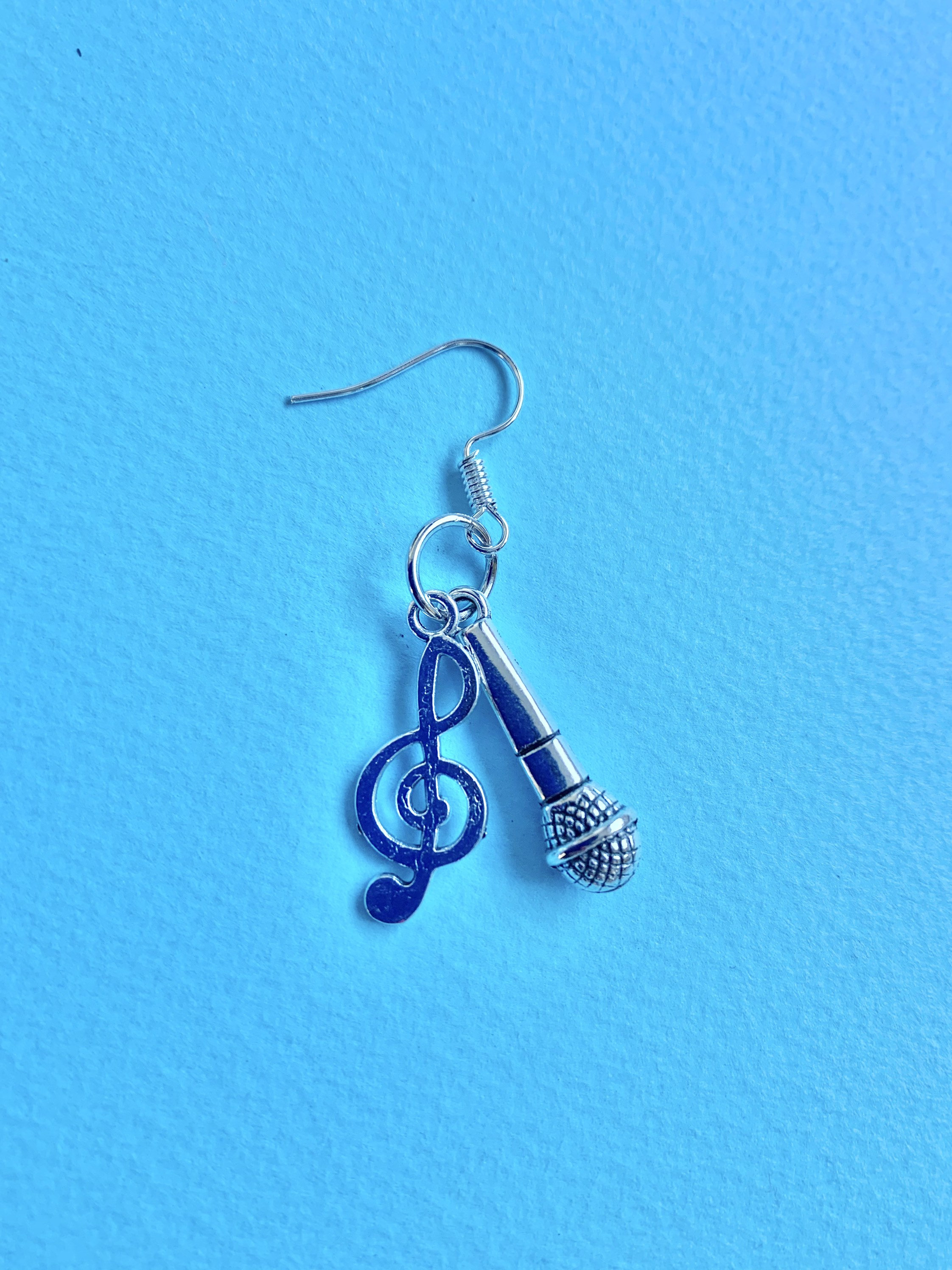 LP Record Microphone and Treble Clef Sign Dangle Earrings - Etsy UK