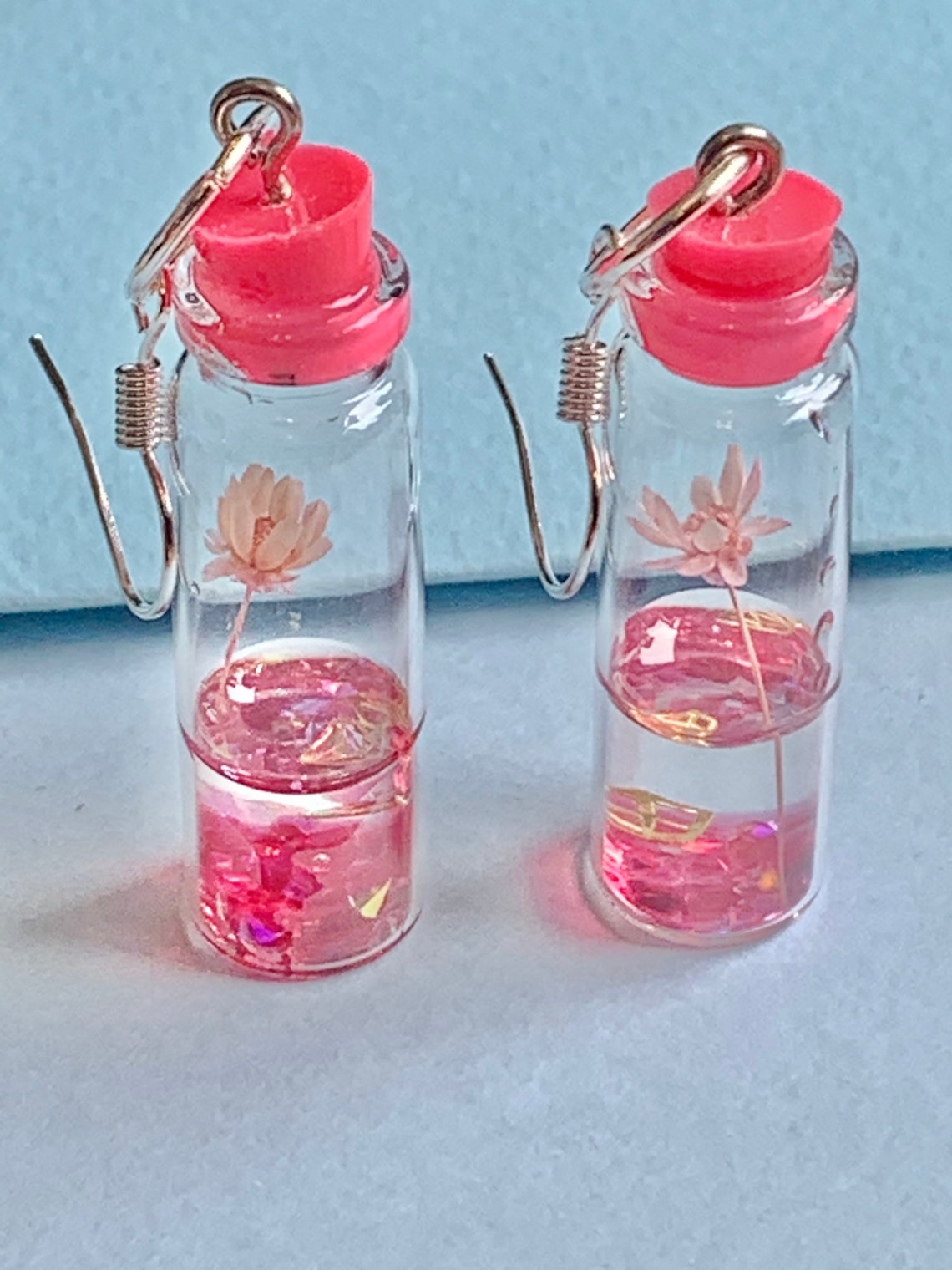 Daisy Flower in a bottle dangler earrings fun and funky | Etsy