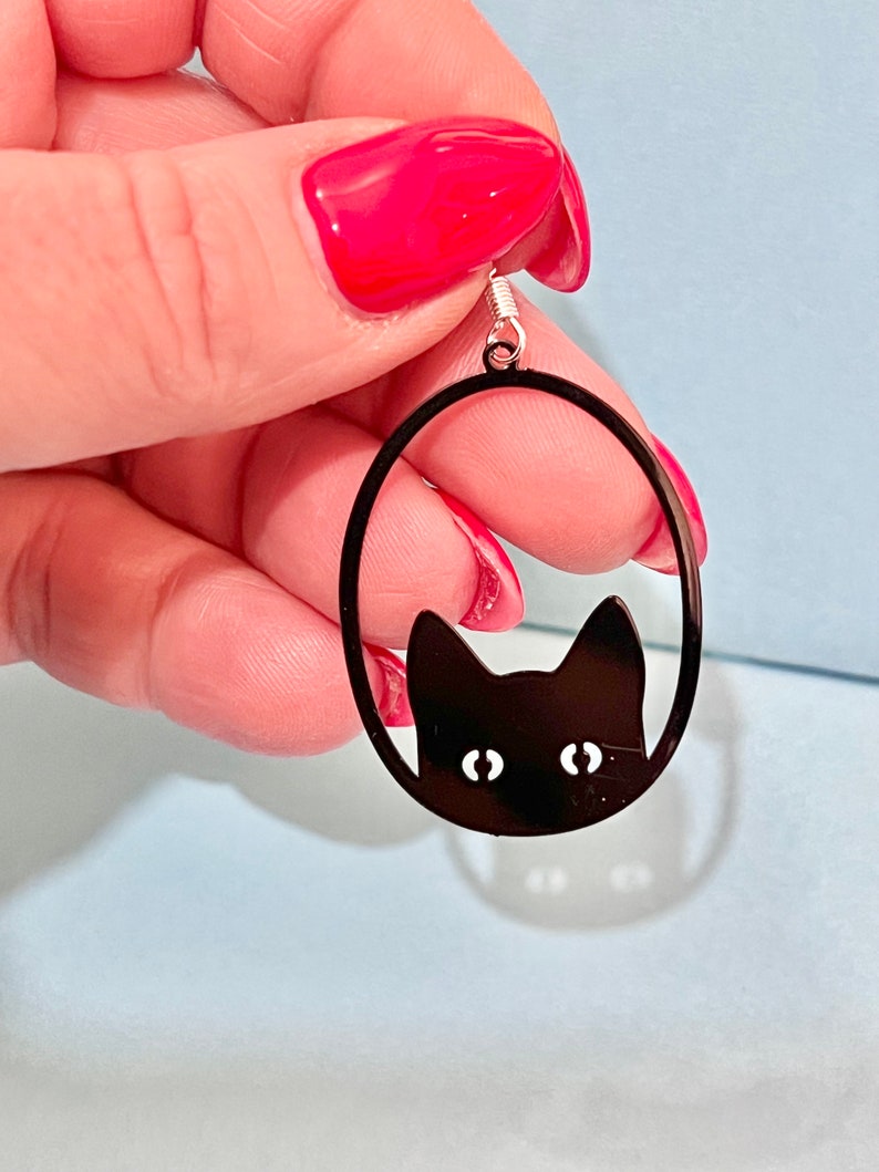 Cat Peek-a-boo Dangler Dangle Earrings, Quirky, Funky and Fun Animal ...