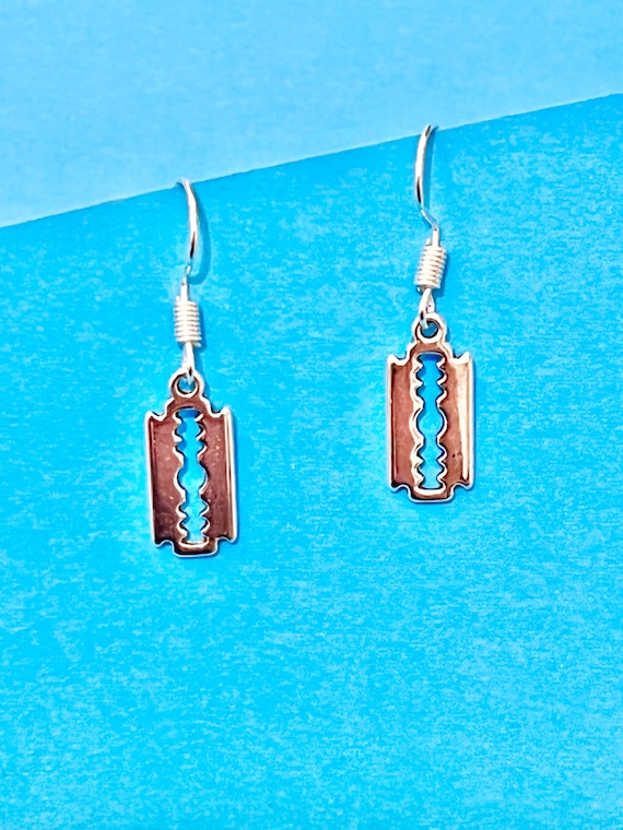 Razor Blade Dangler Earrings Quirky Funky and Fun Gothic - Etsy