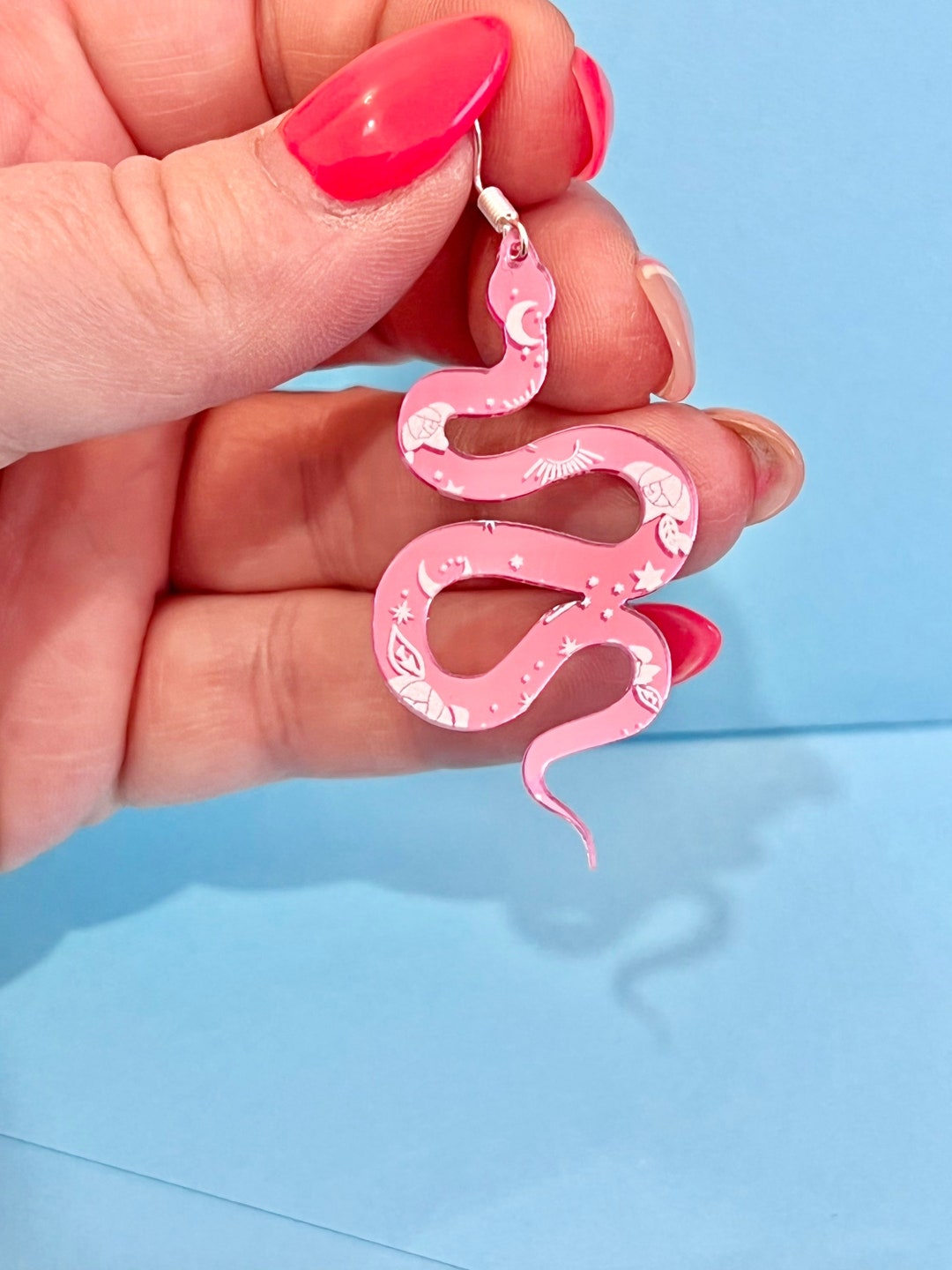 Snake Pink Moon Hearts & Stars Dangle Earrings Quirky, Funky and Fun ...
