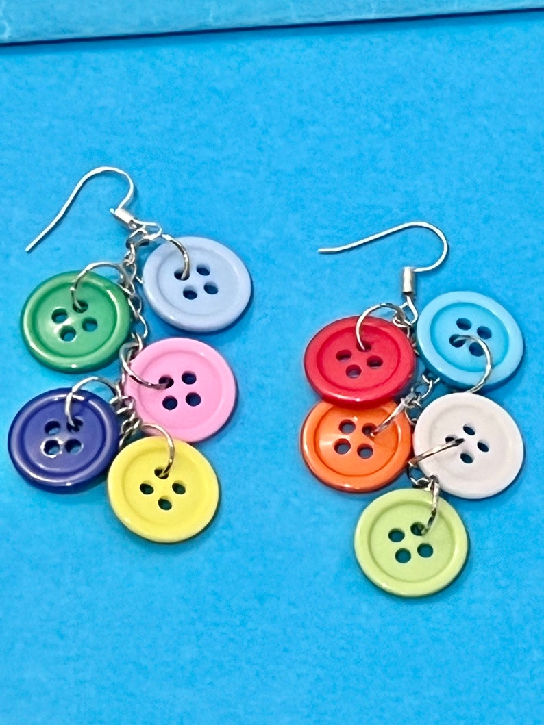 Button Cluster Dangle Earrings: Fun & Quirky Handmade Earrings - Etsy