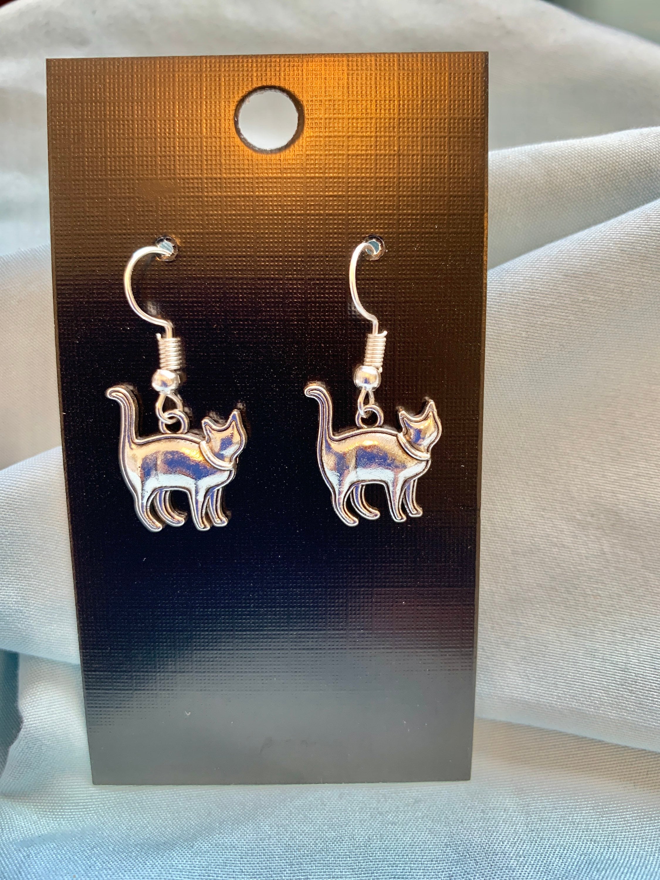 Cat Cute Dangler Dangle Earrings Quirky Funky and Fun Animal - Etsy