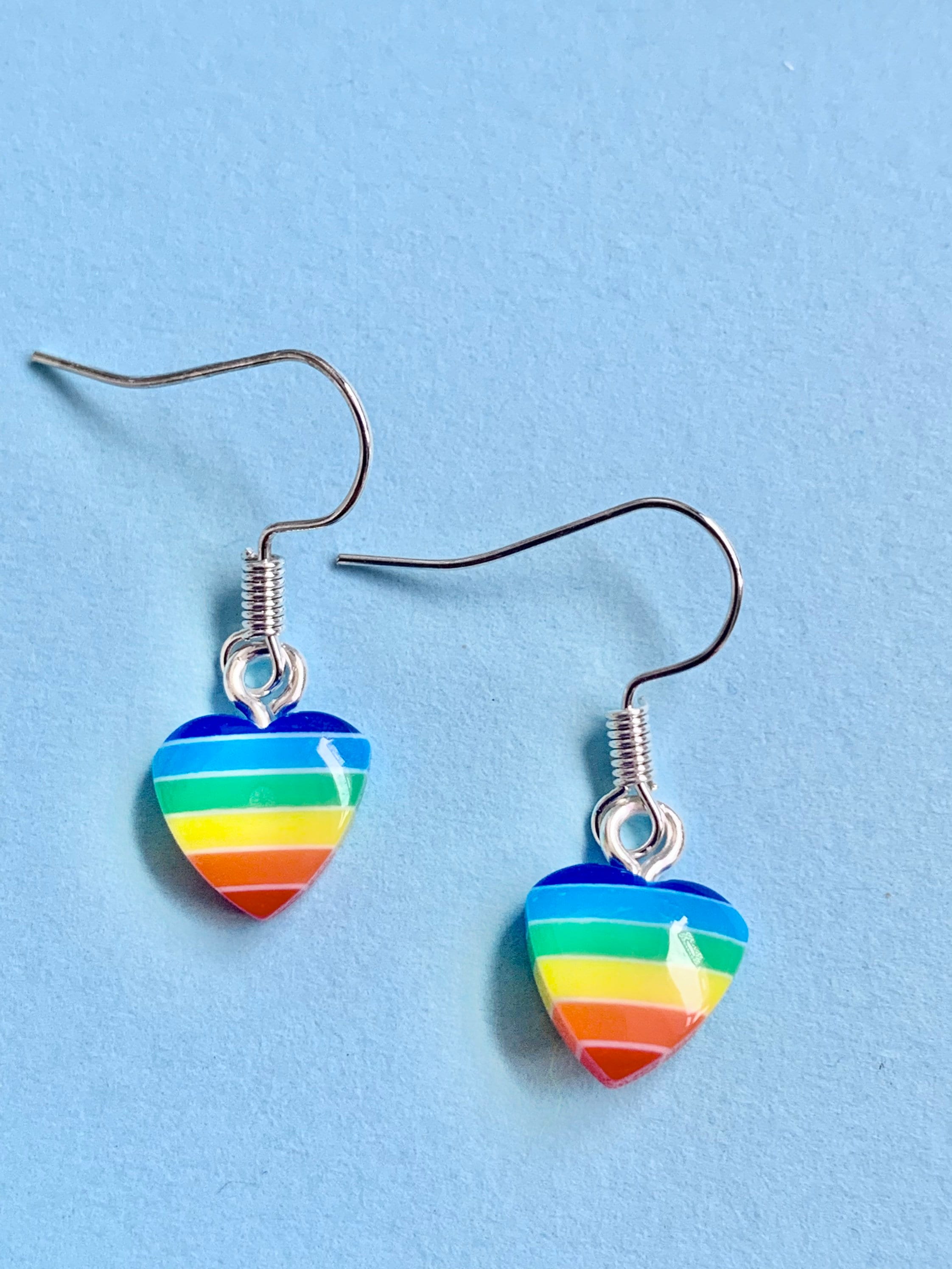 Heart Rainbow Multi Coloured Rainbow Dangle Earrings Fun, Funky and ...