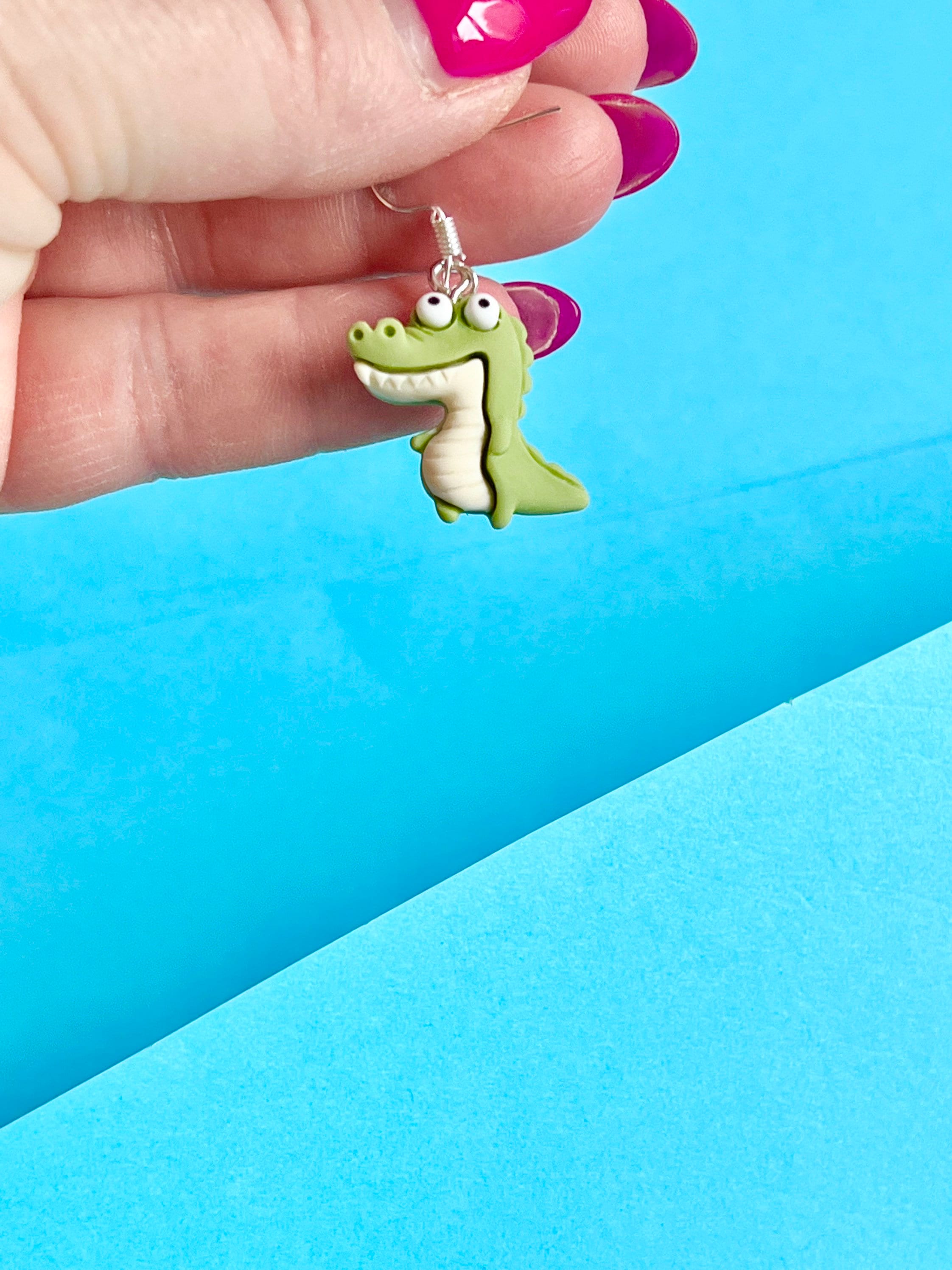 Cheryl the Crocodile Earrings, Fun Funky, Dangler Earrings - Etsy