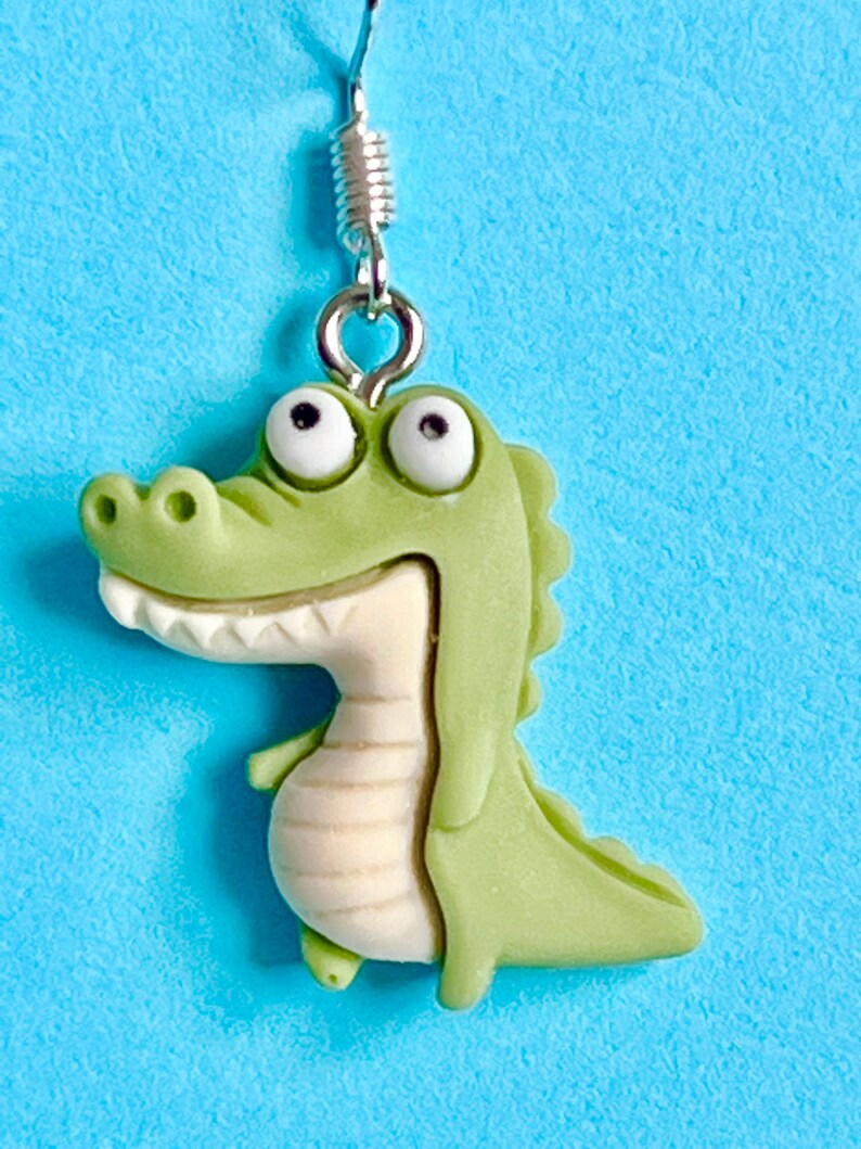 Cheryl the Crocodile Earrings, Fun Funky, Dangler Earrings - Etsy