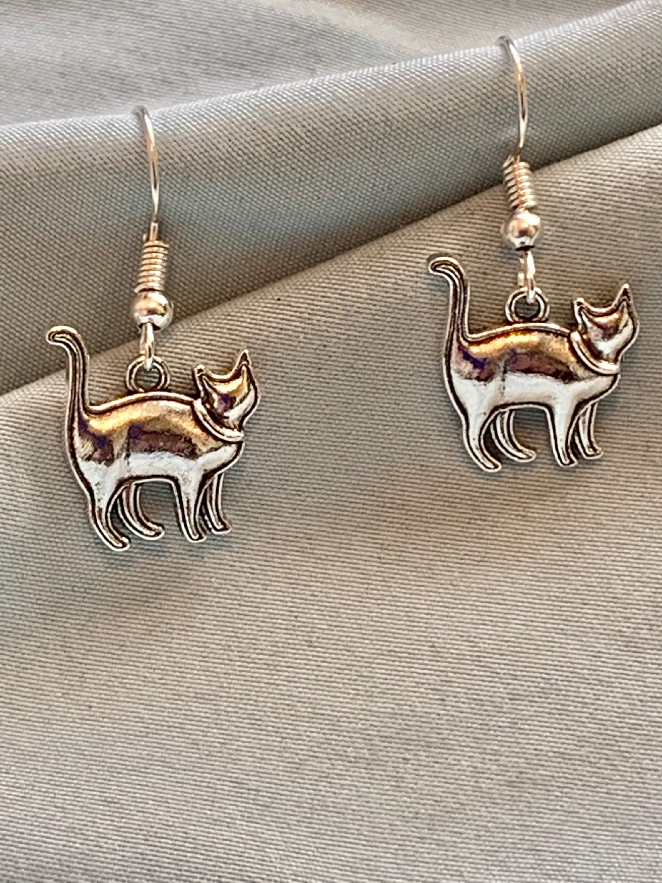 Cat Cute Dangler Dangle Earrings Quirky Funky and Fun Animal - Etsy