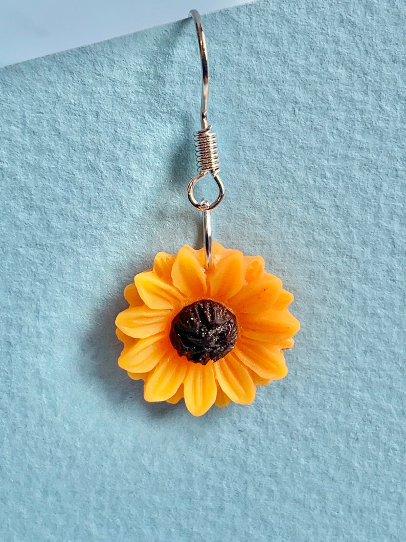 Sunflower Mini Sun Flower Dangler Earrings Yellow/orange - Etsy