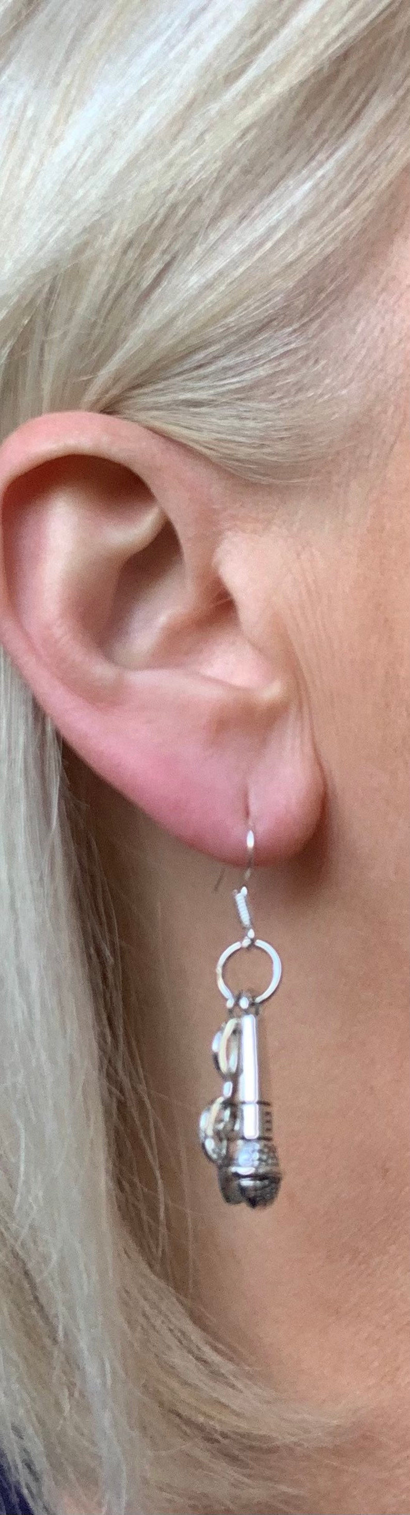 LP Record, Microphone and Treble Clef Sign Dangle Earrings, #RETRO ...