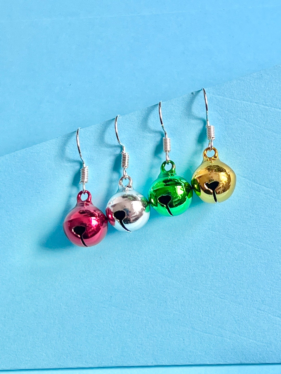Jingle Bells Earrings, Red, Green, Gold and Silver, Funky Earrings ...