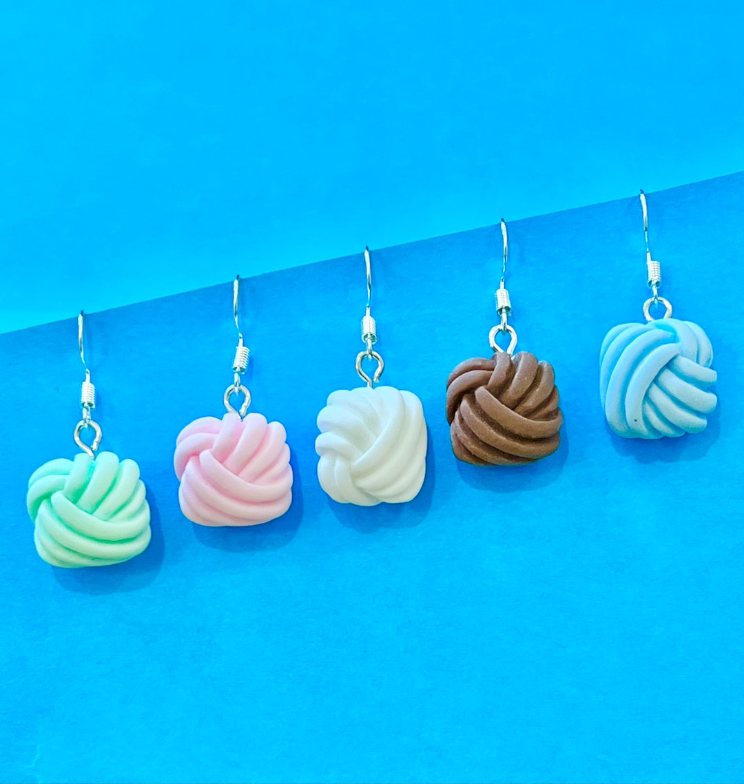 Wool Yarn Dangle Earrings, Woollen Ball Dangle Earrings, Knitters ...