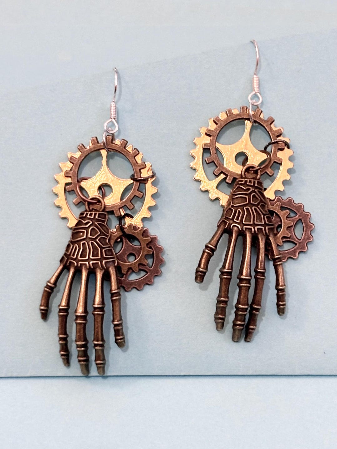 Steampunk Dangle Earrings, Cog, Gears and Skulls, Quirky, Originally ...