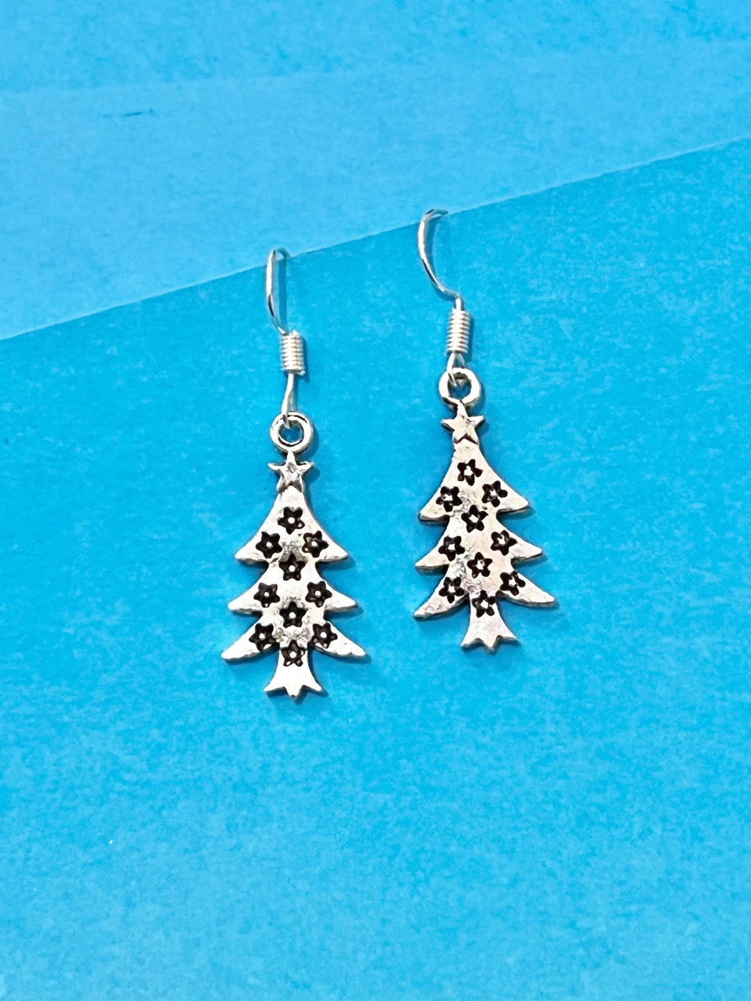 Christmas Tree Dangler Earrings, Delicate, Cute and Funky UK Earrings - Etsy