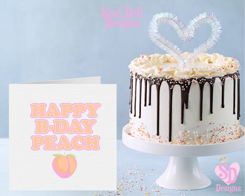 Happy Birthday Peach - Fun Birthday Card for Her Uk,peach Print,fruit ...
