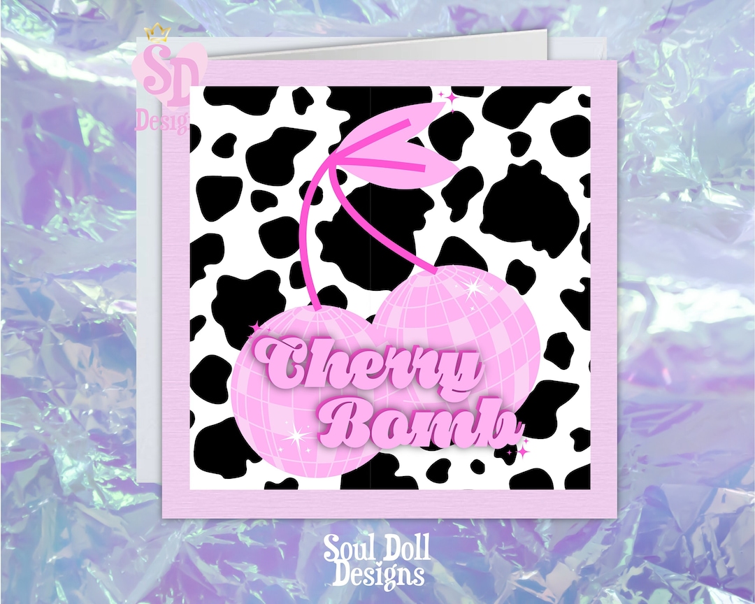 Pink Cherry Bomb Birthday Card for Friend,happy Birthday Card for Her ...