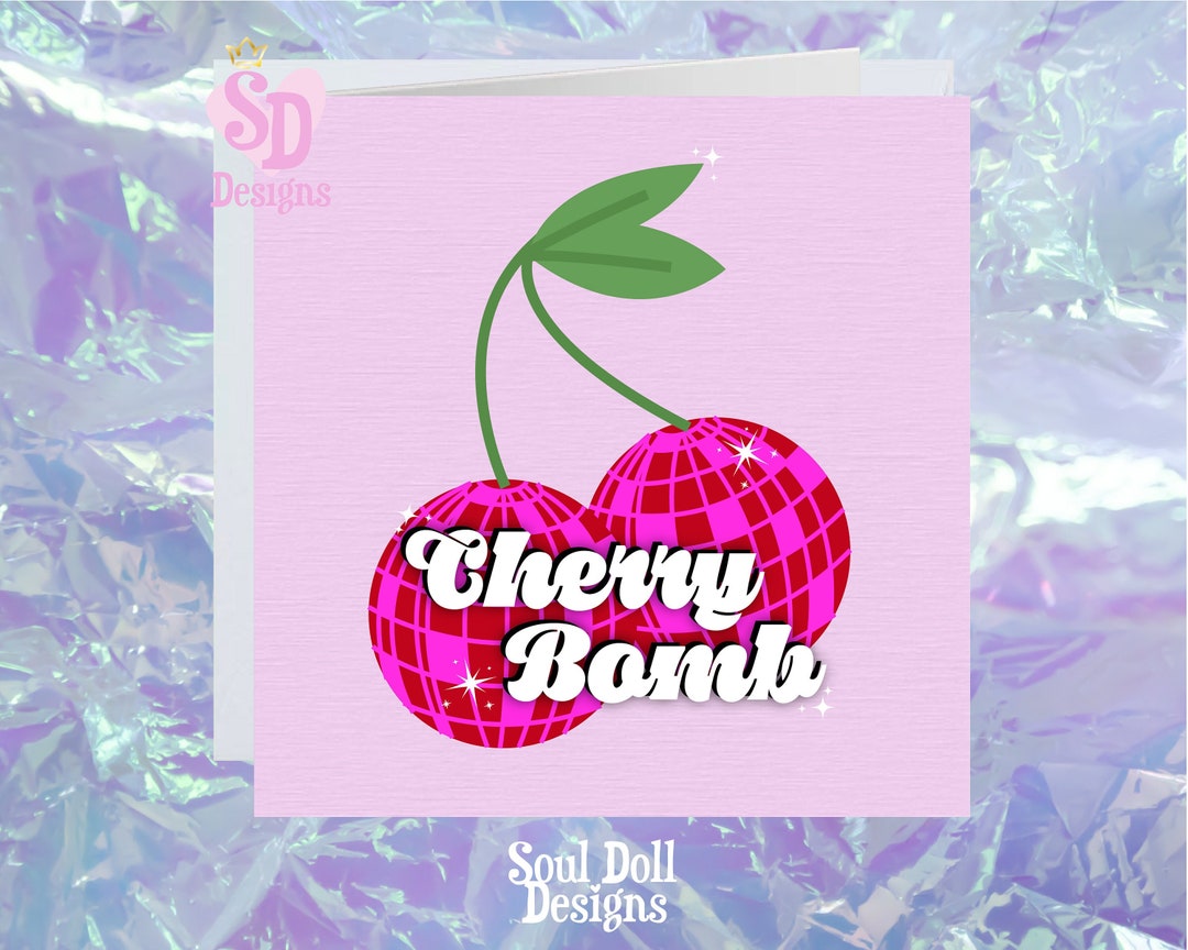 Pink Cherry Bomb Birthday Card for Friend,happy Birthday Card for Her ...