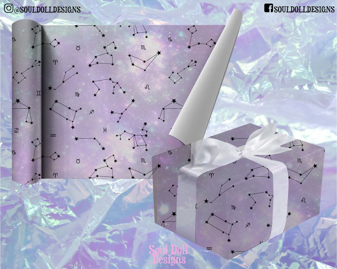 Zodiac Horoscope Sign Gift Wrapping Paper UK, Cute Girly Wrapping ...