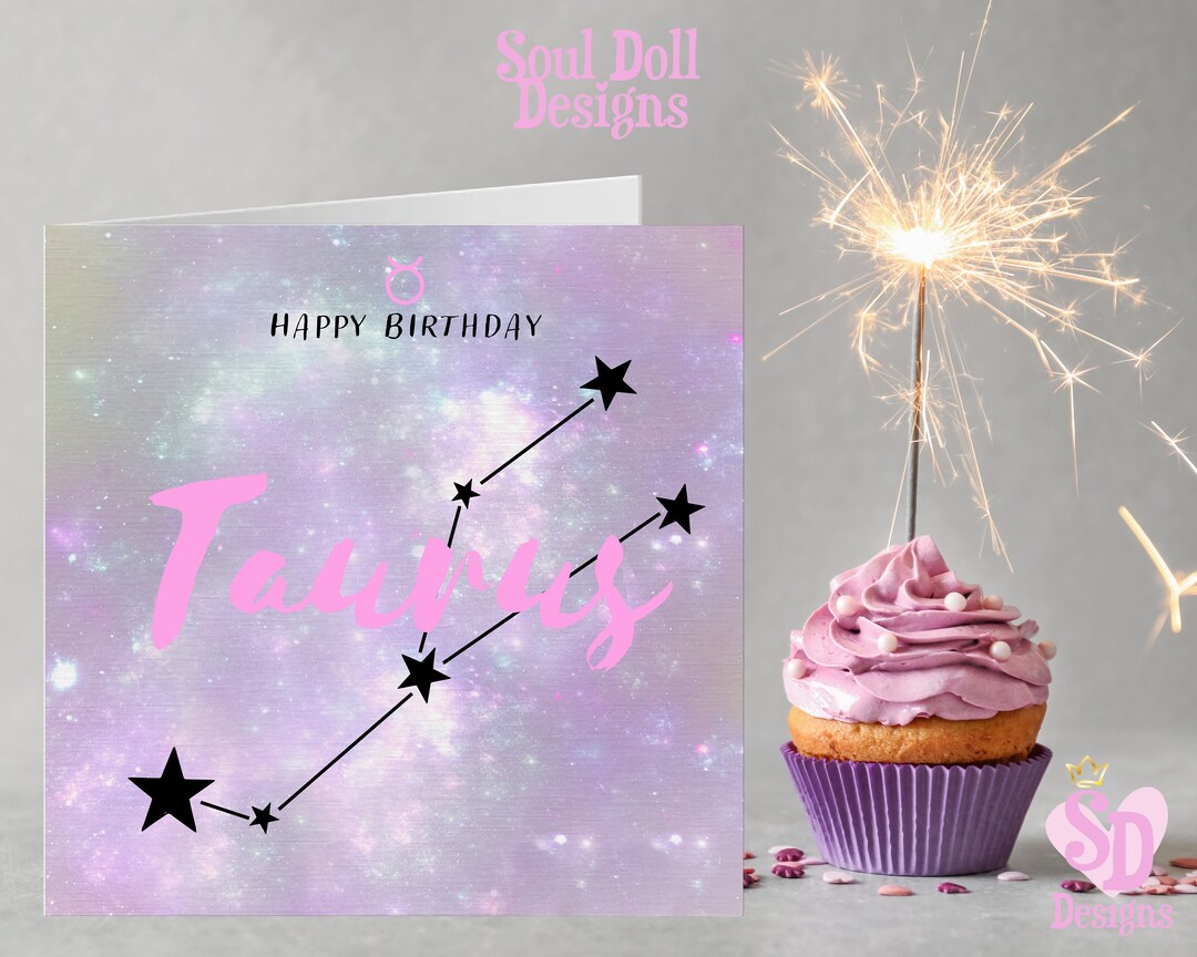 Taurus Zodiac Sign Birthday Card UK, Taurus Horoscope Constellation ...