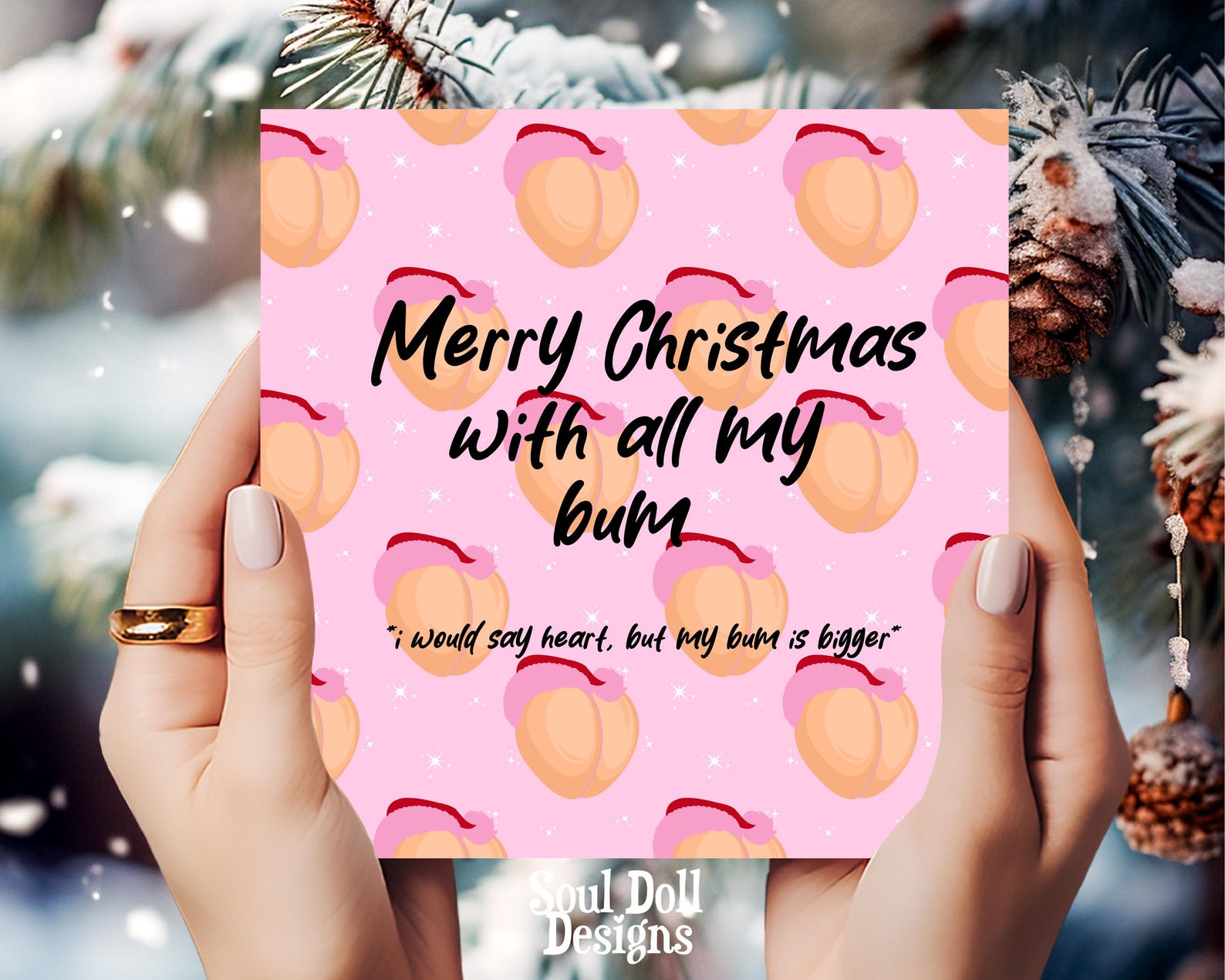 Funny Merry Christmas With All My Bum Christmas Card for Him Boyfriend ...
