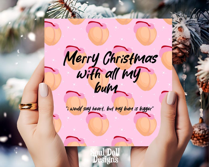 Funny Merry Christmas With All My Bum Christmas Card for Him Boyfriend ...