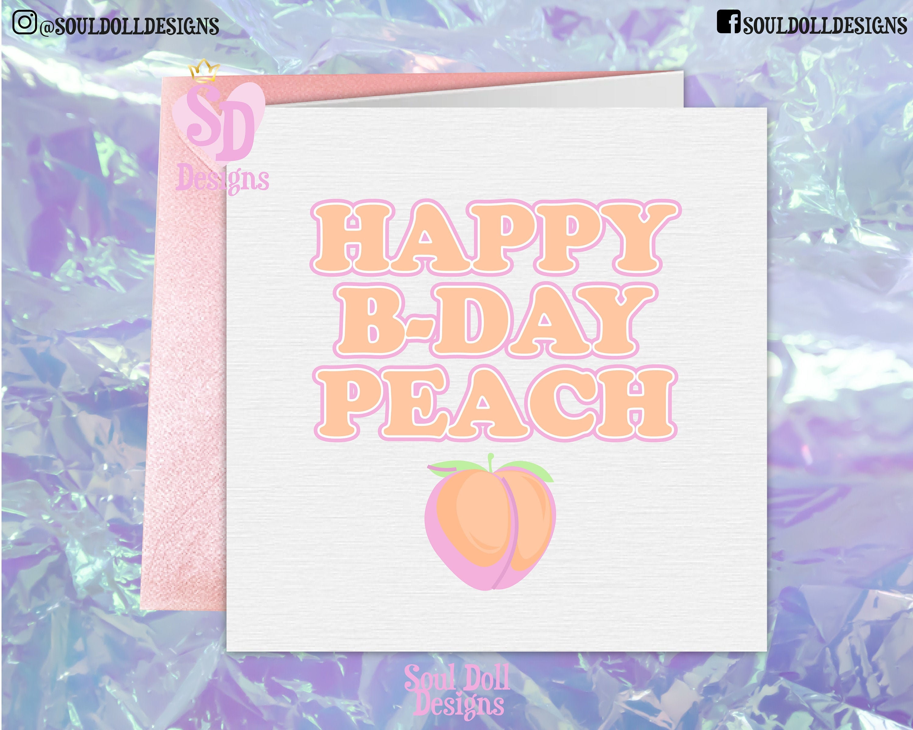 Happy Birthday Peach - Fun Birthday Card for Her Uk,peach Print,fruit ...