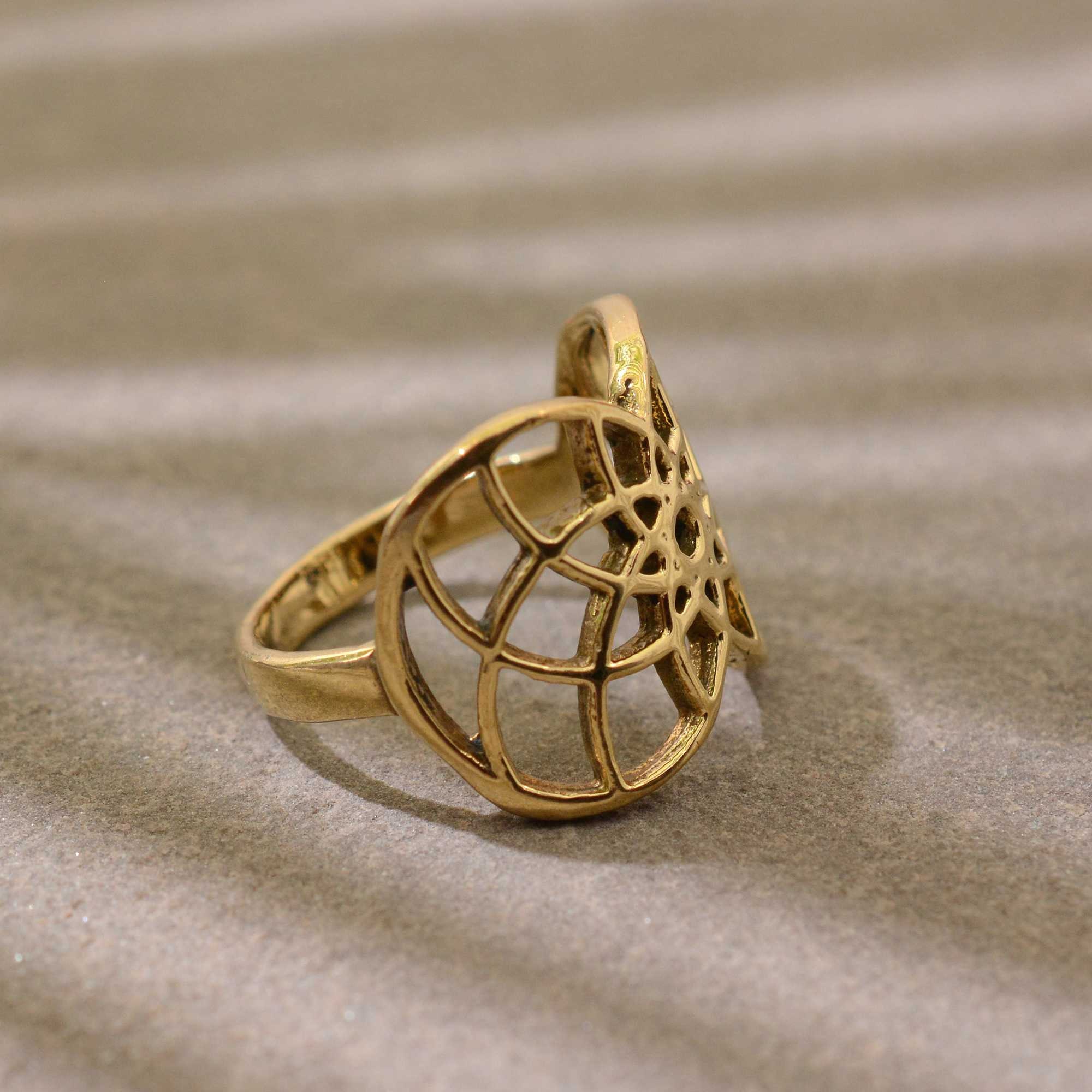 Handmade Flower of Life Ring Gold Mandala Ring Rose Gold Seed of Life ...