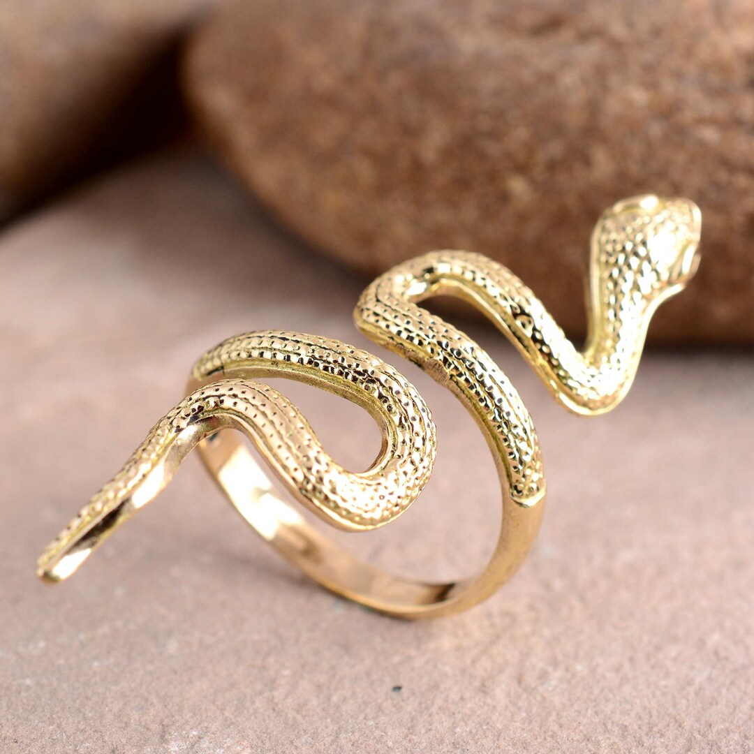 Gold Snake Ring, Long Snake Ring ,statement Ring, Serpent Band, Snake ...