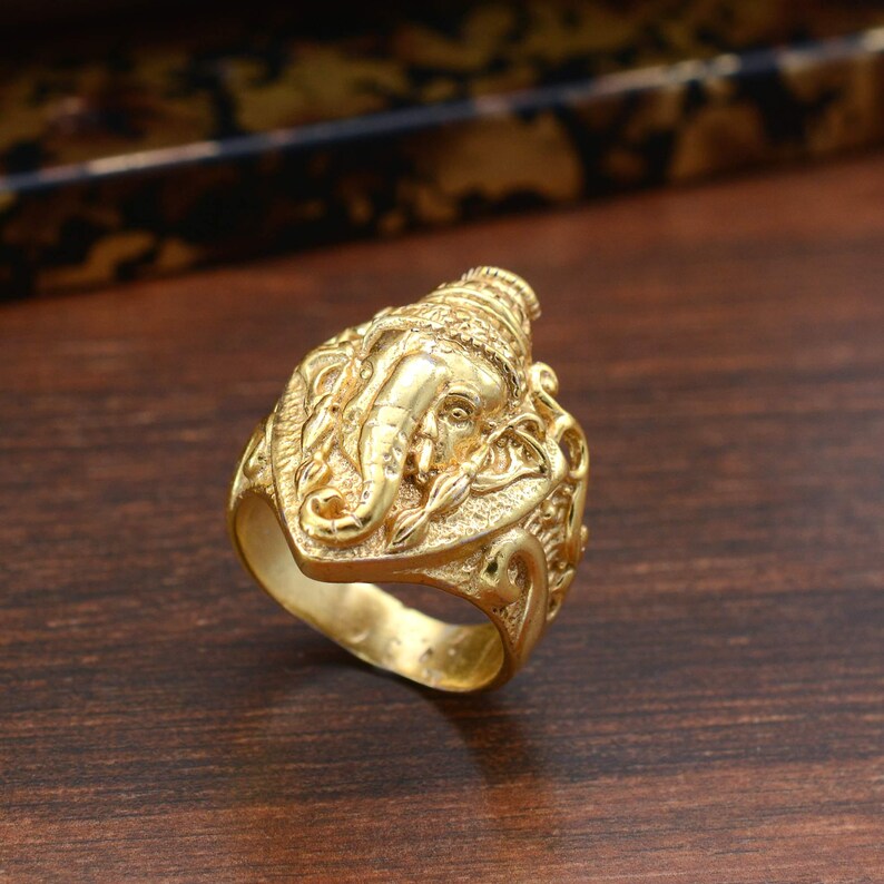 Lord Ganesha Gold Ring, Hindu God Ganpati Ring, Handmade Spiritual ...