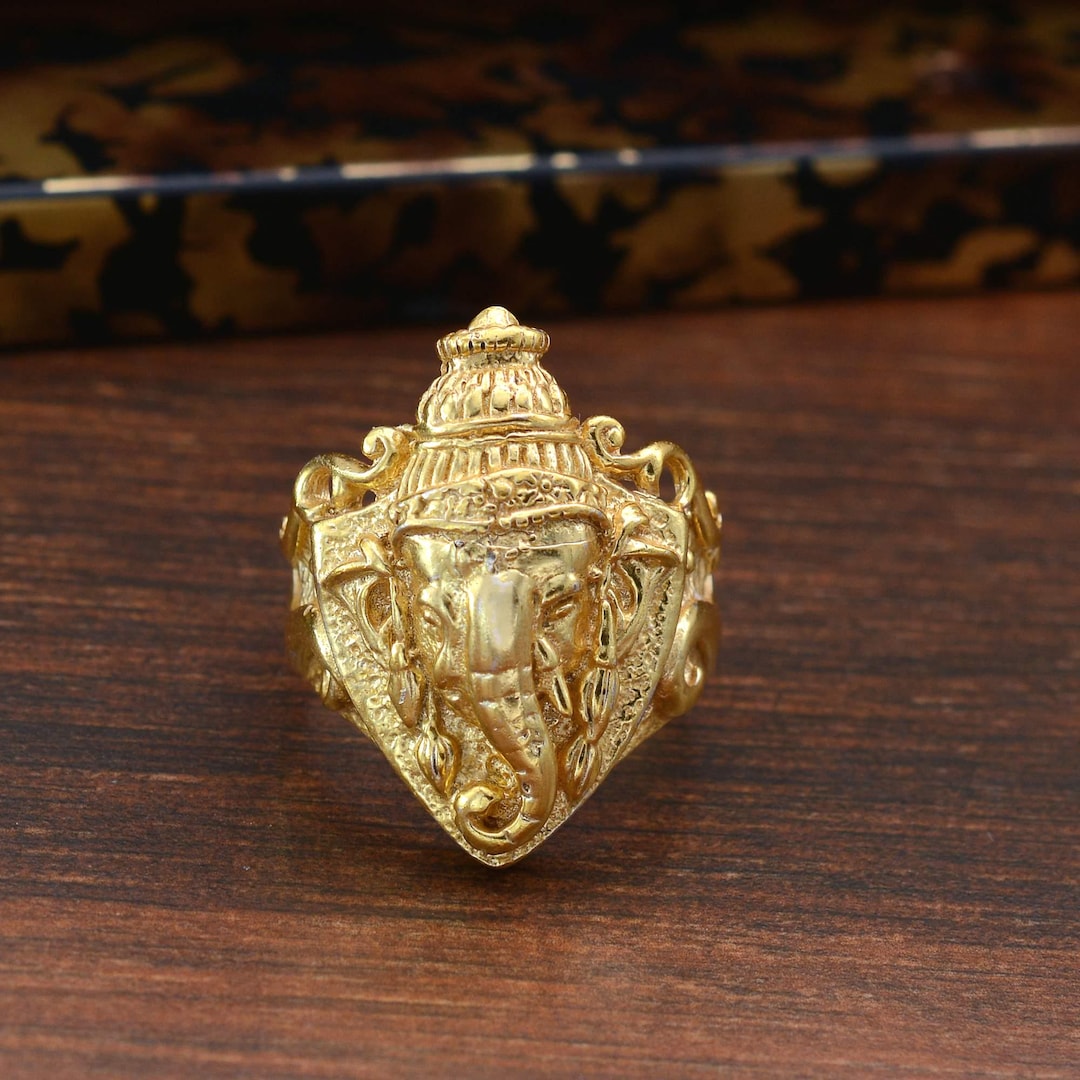 Lord Ganesha Gold Ring, Hindu God Ganpati Ring, Handmade Spiritual ...