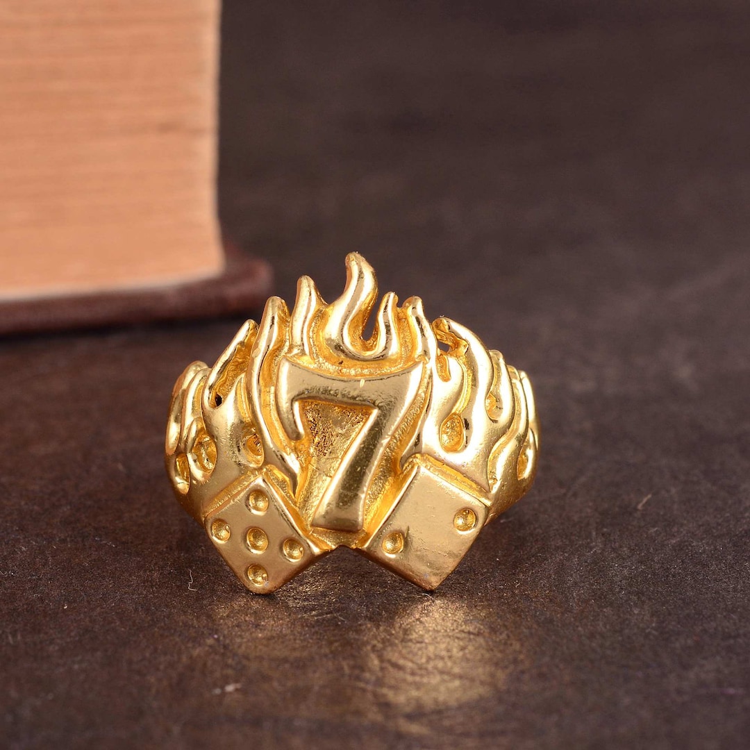 14k Gold Plated Flame Ring, Fire Ring, Vintage Punk Ring, Jewelry Gift ...