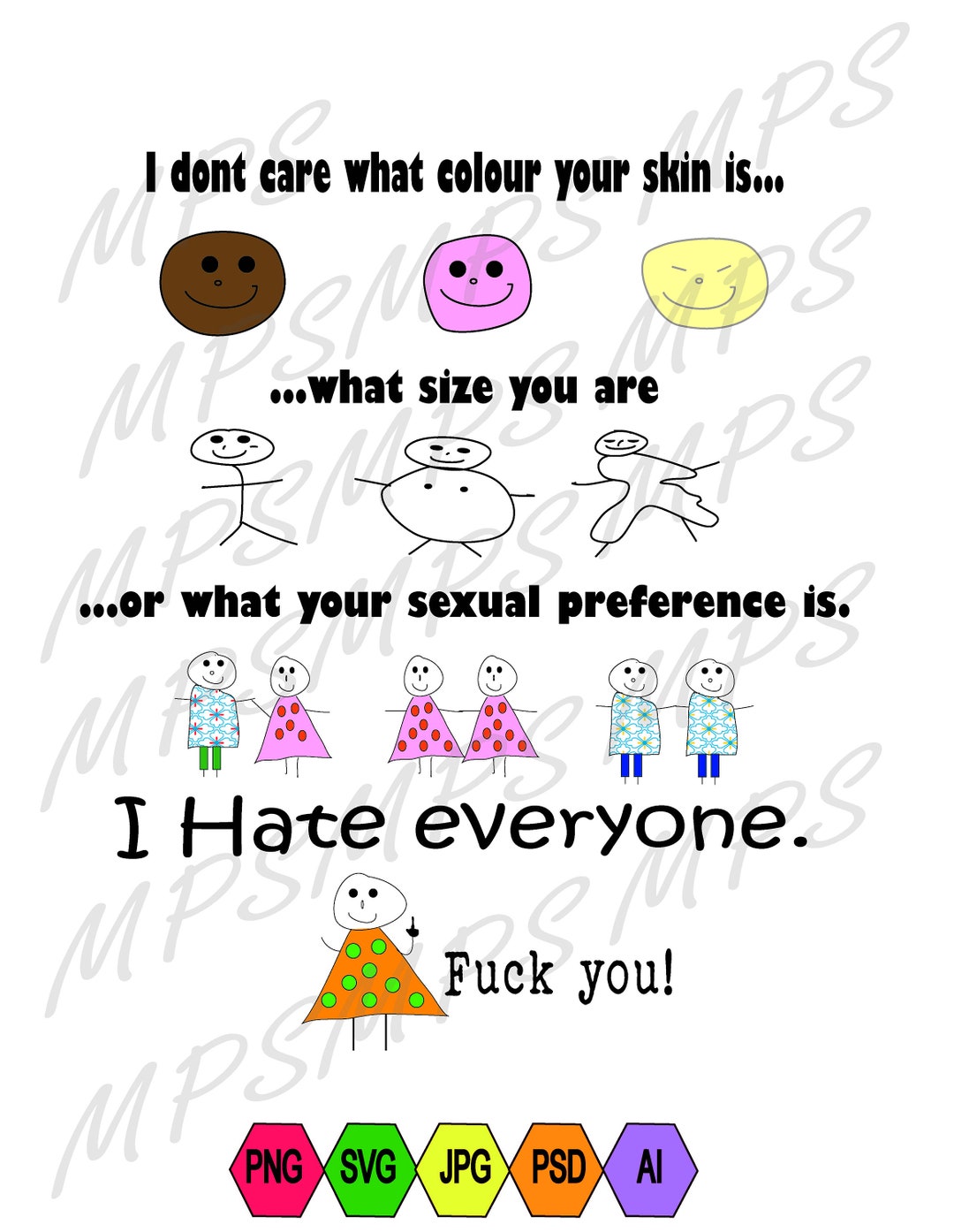 I Hate Everyone Digital Design PSD PNG, Svg, Ai, Jpg Files for Cricut ...