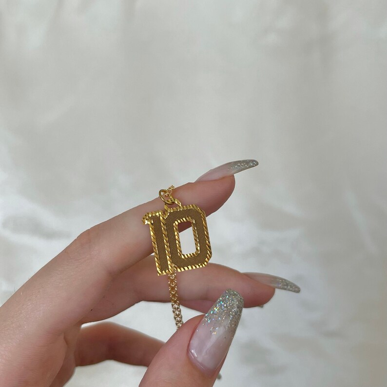 Number Necklace Gold Number Pendant Cuban Chain Necklace - Etsy