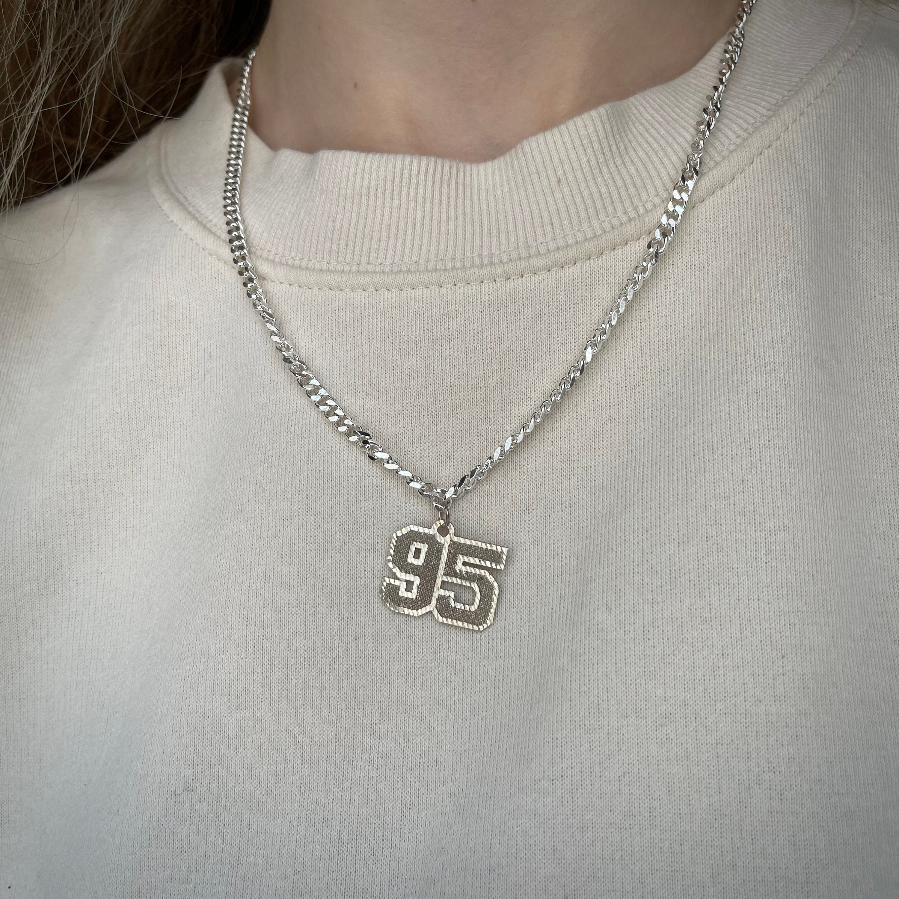 Number Necklace Gold Number Pendant Cuban Chain Necklace | Etsy