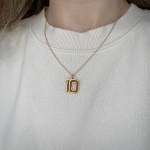 Number Necklace, Gold Number Pendant, Cuban Chain Necklace ...