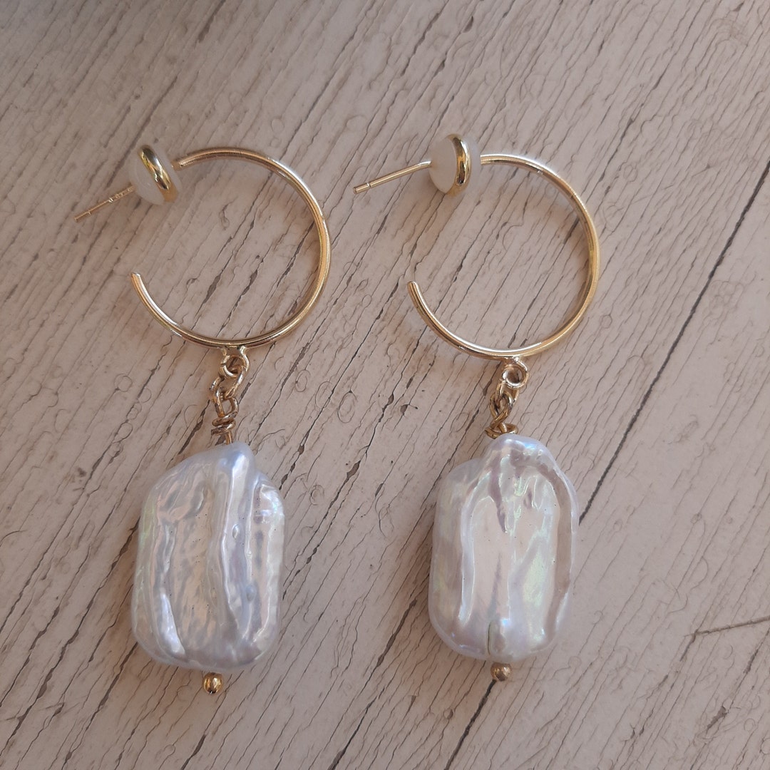 Gold Pearl Earrings | Hoop Drop Stud Earrings | Drop Earring for Women ...