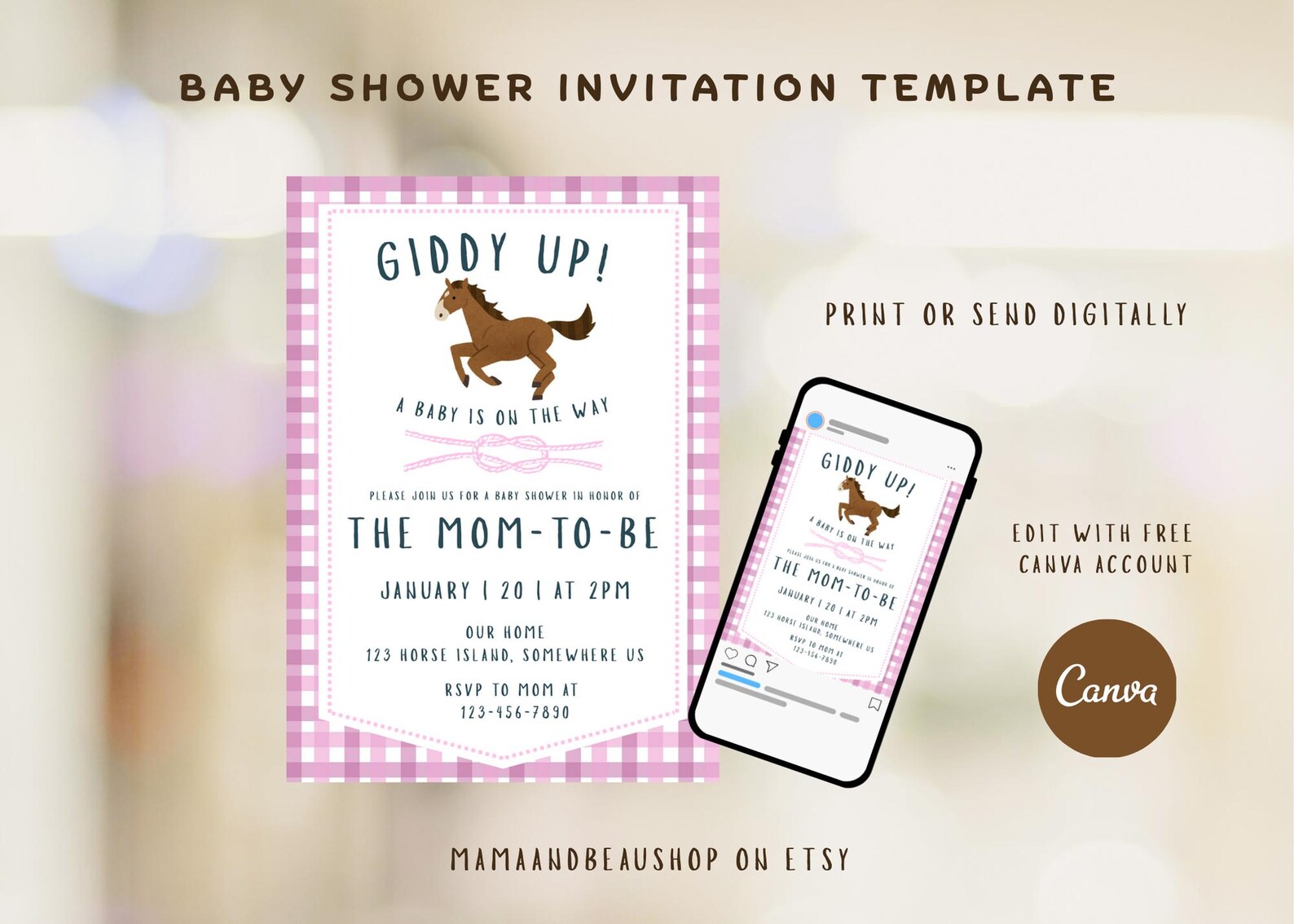 Pink “giddy Up” Baby Shower Invitation - Etsy