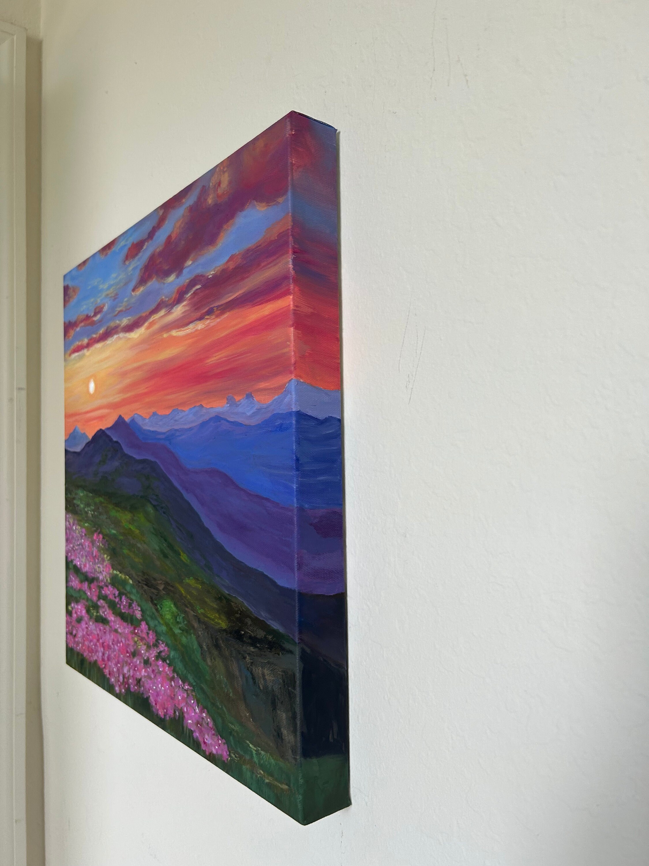 Mountain View Landscape Art Oil Painting Artwork Sunset Painting Home ...