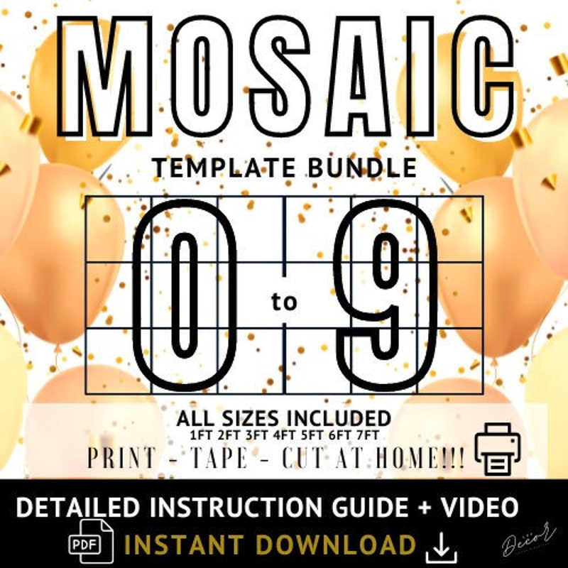 Mosaic Numbers Template - Etsy