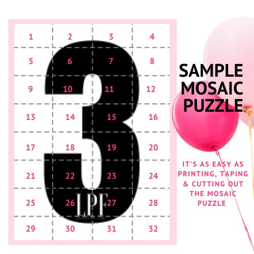 Number 5 Balloon Mosaic Template Free