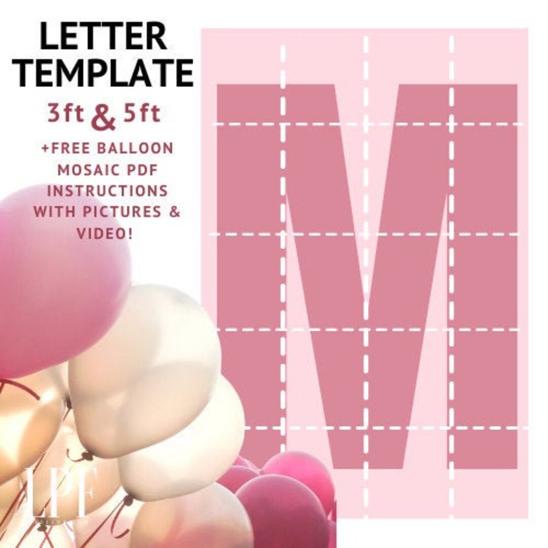 Balloon Mosaic Letter M Shadow Box Template DIY Party Setup Instant ...