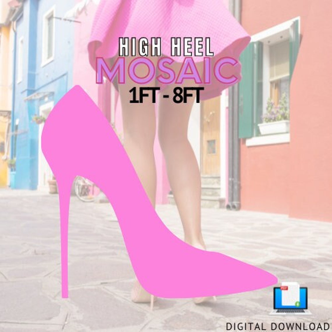 8ft 7ft 6ft 5ft 4ft 3ft 2ft 1ft Mosaic High Heels Shoe From Balloons ...