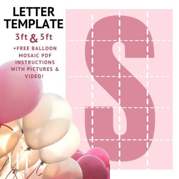 Balloon Mosaic Letter S Shadow Box Template DIY Party Setup - Etsy